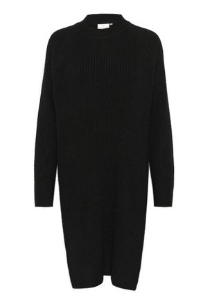 Kaffe Womens Dress Rib Knit Funnel Neck Above Knee Length Long Sleeves