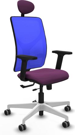 Piqueras y Crespo B&uuml;rostuhl mit 2D-Armlehnen, h&ouml;henverstellbarer Lendenwirbelst&uuml;tze und festem Kopfteil, ausgestattet mit Syncro/Traslack und Schneideschaum, Blau/Viole