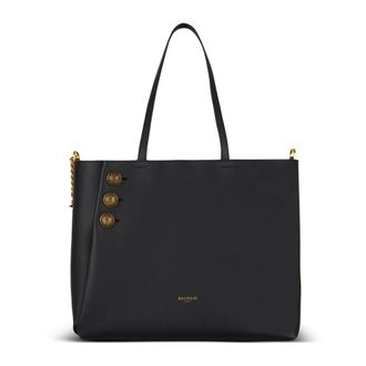 Balmain Femme, Sacs, Noir, Taille: ONE Size Embl&egrave;me Leather Tote Bag