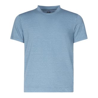 Fedeli Blaues Leinen T-Shirt und Polo - - Tops - Herren - Blau - 3XL