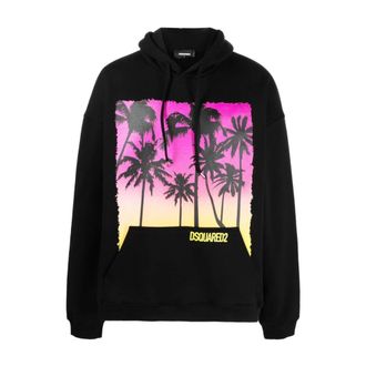 Dsquared2 Homme, Sweatshirts et sweats &agrave; capuche, Noir, Taille: L Herca Fit Sweat &agrave; capuche