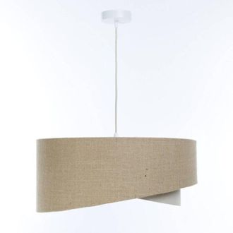 Licht-Erlebnisse Licht-erlebnisse - Lampe suspendue tissu d : 45 cm ronde h : max 91 cm blanc cr&egrave;me naturelle E27 moderne