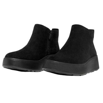 FitFlop Fit Flop - F-Mode Stiefeletten f&uuml;r Damen, Wildleder, flach geformter Absatz (Schwarz)