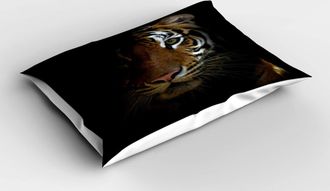 Abakuhaus Tiger Kissenbezug, König der Sundarbans, Dekorativer Standard King Size Gedruckter Kissenbezug, 80 x 40 cm, Dunkelorange Schwarz