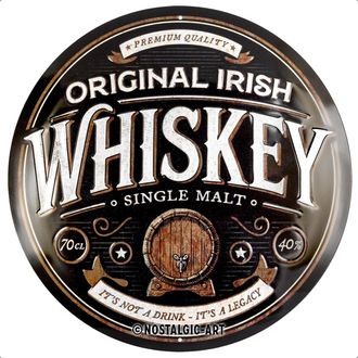 Nostalgic Art Retro Blechschild, Ø 35 cm, Original Irish Whiskey - Geschenk-Idee als Bar-Zubehör, aus Metall, Vintage Design, Blechschilder Sprüche