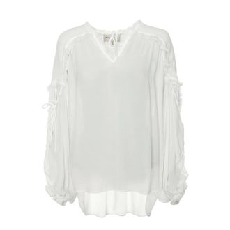 Munthe Bluse mit R&uuml;schendetails und V-Ausschnitt - - Blouses & Shirts - Damen - Wei&szlig; - XS