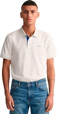 GANT Gant Herren REG Contrast Pique SS Rugger Polohemd, Eggshell, Standard