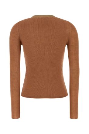 Chlo&eacute; Silk Henley Sweater - Brown