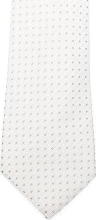 Canali Micro-Pattern Silk Necktie - White
