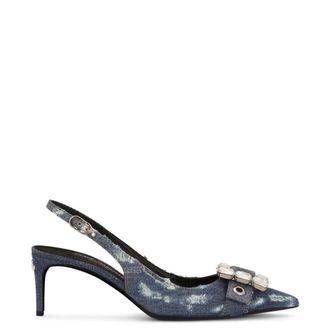 Dolce & Gabbana Femme, Chaussures, Bleu, Taille: 37 1/2 EU Patchwork Denim Slingback