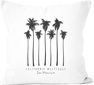 Autiga Kissenbezug Palmen California Westcoast Palms Summer Kissen-H&uuml;lle Deko-Kissen wei&szlig; Unisize