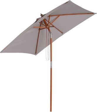 OUTSUNNY Parasol rectangulaire inclinable bois polyester haute densit&eacute; 2L x 1,5l x 2,3H m gris clair