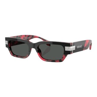 Versace Stilvolle Sonnenbrille Schwarz/Rot Havana Grau - - Accessories - Herren - Mehrfarbig - 53 MM