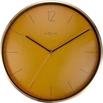 NeXtime Nextime Wanduhr Essential Gold Dia. 34cm Aluminium Weiß