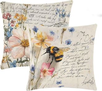 Generic Kissenbezug 40x40cm Gelb Outdoor Kissen Wasserfest Leinen kissenbezüge Tier Sofakissen Sommer Quadratisch Dekokissen 2er Set Für Garten Stuhl Terrasse