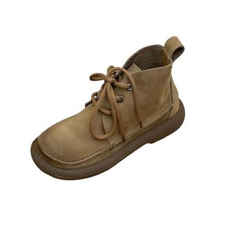 Generic Bottines &agrave; lacets pour femme - Confortables et d&eacute;contract&eacute;es - Bout rond - Semelle &eacute;paisse - Coupe large - Automne et hiver, marron, 39.5 EU