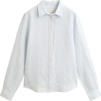 GANT Femme, Blouses et Chemises, Bleu, Taille: 40 FR Camicia in lino a righe