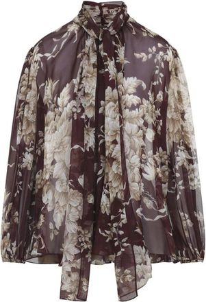 Dolce & Gabbana Femme, Blouses et Chemises, Multicolore, Taille: 38 FR Chiffon Bow Blouse