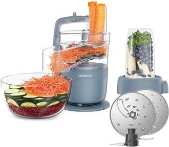 Kenwood MultiPro Compact - Kompakte K&uuml;chenmaschine mit Express Serve, Edelstahlmesser, Schneid- und Raspelscheiben, 600-ml-Mixbecher, Pulse-Funktion, Blau (FD