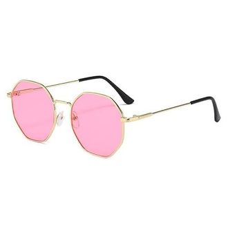 Generic Lunettes de soleil r&eacute;tro &agrave; monture en m&eacute;tal tendance pour homme et femme - Lunettes de soleil tendance pour voyage, photographie de rue, Monture dor&eacute;e