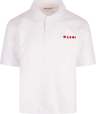 Marni polo à logo brodé - Blanc