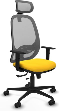 Piqueras y Crespo Arbeitsstuhl mit 1D-Armen, h&ouml;henverstellbarer Lendenwirbelst&uuml;tze und h&ouml;henverstellbarem Kopfteil und Neigungsverstellung, ausgestattet mit Syncro/Tras