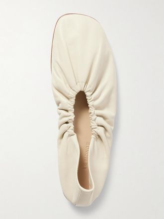 Le Monde Beryl Mica Gathered Leather Ballet Flats - Ecru