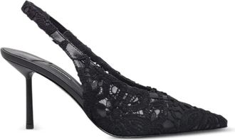Le Silla Femme, Chaussures, Noir, Taille: 37 EU Escarpin Slingback en Dentelle Florale