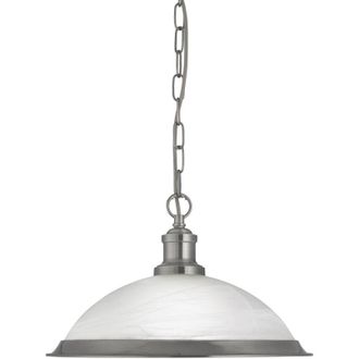 Searchlight Searchlight - bistro - 1LT Suspension Metal argent satine et verre marbr&eacute;,E27 max 60w Diam 36cm