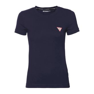 Guess Femme, Tops, Bleu, Taille: 36 FR Tshirt MC coton stretch