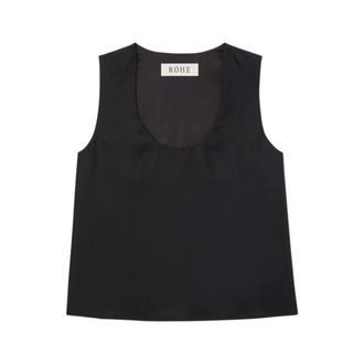 R&oacute;he Femme, Tops, Noir, Taille: 38 FR Scoop Neck Silk Top