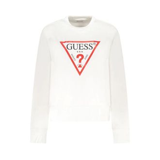 Guess Femme, Sweatshirts et sweats à capuche, Blanc, Taille: 42 FR Pull Femme en Coton Blanc