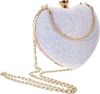 Garneck Sac Soir&eacute;e Coeur &agrave; Sequins avec Cha&icirc;ne Pochette Bandouli&egrave;re pour Femme &Eacute;l&eacute;gant Sac de Banquet et Soir&eacute;e Compact et Pratique pour Mariage et Cocktail