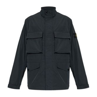 Stone Island Homme, Vestes, Noir, Taille: 2XL Veste L&eacute;g&egrave;re avec un Col Montant