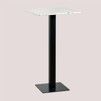 Sklum Stehtisch quadratisch aus Terrazzo (60x60 cm) Praline Wei&szlig;