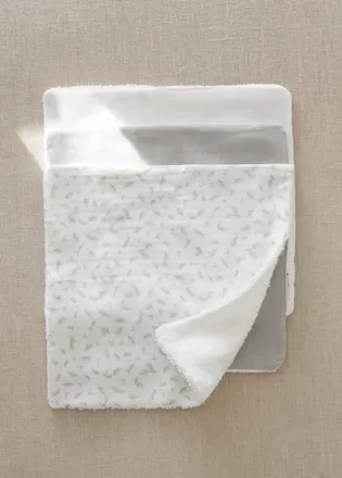 Mango Lot de 3 langes b&eacute;b&eacute; en coton motif feuilles &eacute;cru - Home - Taille unique - MANGO HOME