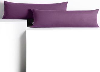 Decoking 2 Kissenbezüge 20x120 cm Jersey 100% gekämmte Baumwolle Reißverschluss Pflaume Amber
