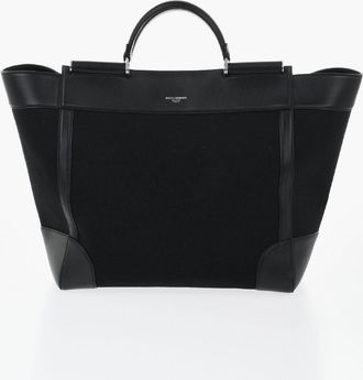 Dolce & Gabbana Cotton And Leather Maxi Tote Bag With Double Handles Dolce & Gabbana