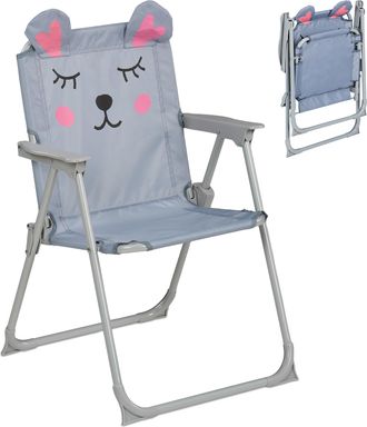 Relaxdays Kinder Klappstuhl, Campingstuhl mit Maus-Motiv, HBT: 51,5x36x37,5 cm, Picknickstuhl outdoor, Faltstuhl, bunt