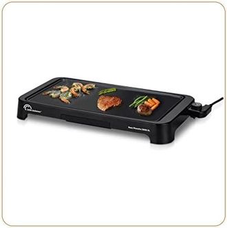 Little Balance 8552 Easy Plancha 2000 XL Elektrische Grillplatte für 6-8 Personen, XXL-Kochfläche, alle Arten von Lebensmitteln, 2000 W, Schwarz