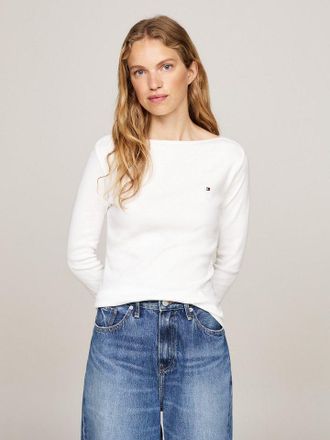 Tommy Hilfiger 3/4-Arm-Shirt NEW CODY BOAT-NECK Baumwolle, U-Boot-Ausschnitt, Slim Fit