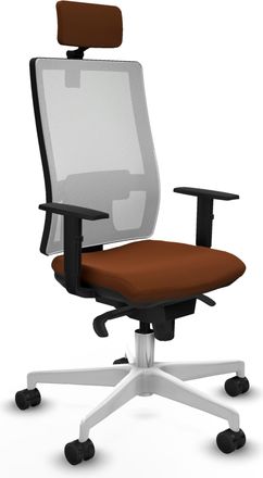 Piqueras y Crespo Braun Horna Schreibtischstuhl mit 1D-Armen, h&ouml;henverstellbare Lendenwirbelst&uuml;tze und h&ouml;henverstellbares Kopfteil, wei&szlig; / braun