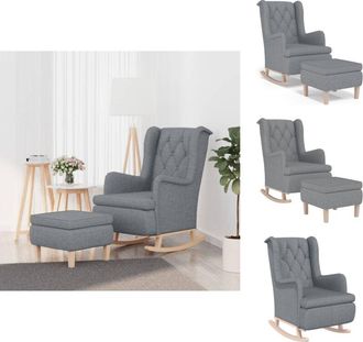 vidaXL Schaukelsessel mit Hocker Hellgrau Stoff - Komfortsessel - Relaxsessel - Schaukelstuhl - Bequemer Sessel - Wohnzimmersessel