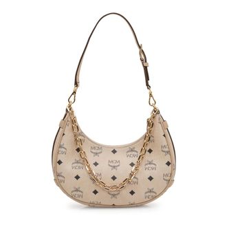 MCM Mcm, Femme, Sacs, Beige, Taille: ONE Size Aren Crescent Hobo Bag