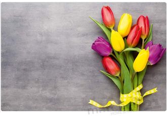 Matches 21 Tischsets 12er als abwaschbare Frühling und Ostern Tischdeko - Platzsets Moderne Tulpen Beton als Tischuntersetzer in 43 cm - Platzdeckchen als Tischu