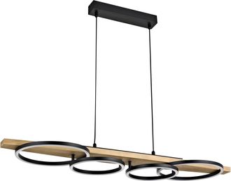 Casa Nova casa NOVA LED-Pendelleuchte - H 150 cm - Braun - Schwarz - Holz - Metall - 4-flammig