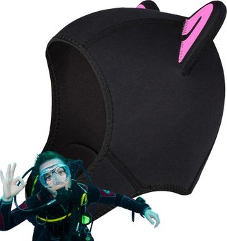 Generico Warmer Taucher - aus, 22,9 x 15,2 cm, ergonomisches Design, rutschfest, niedliche Katzenohren zum Schwimmen, Thermisch f&uuml;r Wassersport, Flexibler Schu