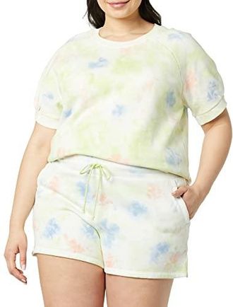 Goodthreads Haut à Manches Courtes Blousantes en Molleton Héritage Femme, Vert Citron Tie-Dye, XXL