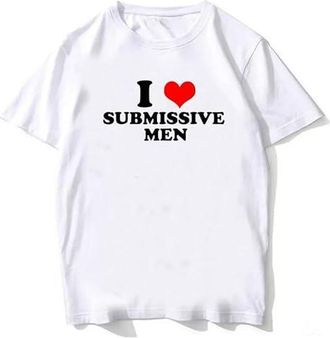 Keephen I Love Submissive Men Things T-Shirt Dr&ocirc;le Lettre Impression 3D Manches Courtes Col Rond Casual Tee Shirts Tops pour Femmes Hommes