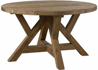 Massivmoebel24 Esstisch rund Teak 140x140x78 natur unbehandelt BASSANO 181